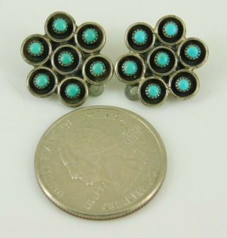 Vintage Southwestern Sterling Silver Turquoise Clip On Earrings | #7131311