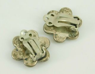 Vintage Southwestern Sterling Silver Turquoise Clip On Earrings | #7131311