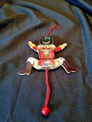 VTG JUMPING JACK NUTCRACKER PULL STRING WOODEN TOY ORNAMENT | #7141910