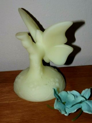 Vintage Fenton Yellow Custard Uranium Butterfly Ring Holder | #7156086