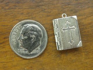 Vintage Silver RELIGIOUS BOOK HOLY BIBLE CROSS LORD ' S PRAYER MOVABLE ...