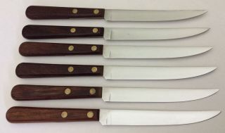 Set (6) Vintage KUTMASTER Steak Knives Knife Wood Handle Stainless ...