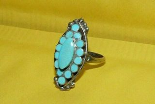 VINTAGE NATIVE ZUNI OLD PAWN SOUTHWESTERN STERLING SILVER TURQUOISE ...