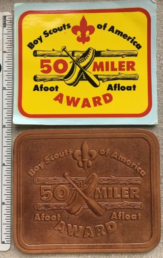 Vintage 1970s 50 MILER AWARD Boy Scout JACKET PATCH BSA Hiking Canoeing ...