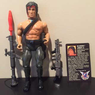 1985 Coleco John J Rambo 7 " Action Figure W/ Weapons W/Card Complete ...
