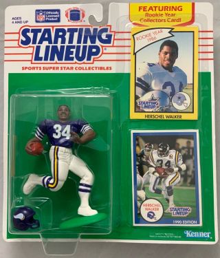 Kenner 1990 Starting Lineup NFL Herschel Walker 34 MN Vikings & Cards ...