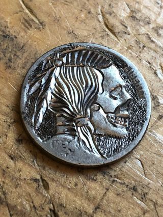 Hobo Nickel Coin Art Zombie Skull Double Sided | #20864494