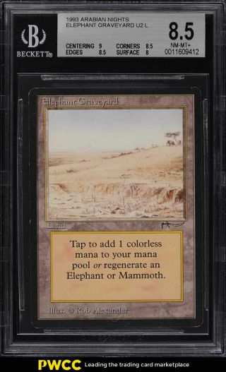 1993 Magic The Gathering MTG Arabian Nights Elephant Graveyard PSA 9 ...