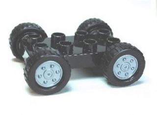 8 LEGO Duplo Car Base 2 X 4 With Fixed Axles Tires Yellow Gray Red ...
